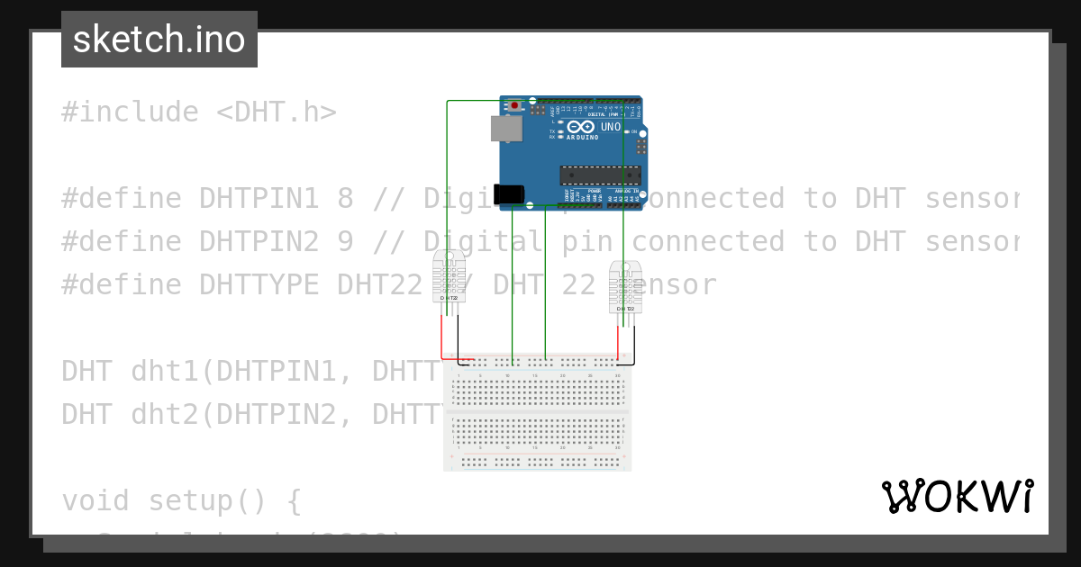 Two Temperature And Humidity Sensors Wokwi Esp32 Stm32 Arduino Simulator