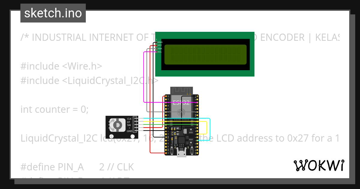 ESP32 I2C LCD ENCODER - FAUZI NUGROHO - Wokwi ESP32, STM32, Arduino Simulator