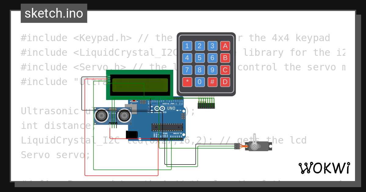 Lcd Servo Keypad Copy 2 And Ultasonic Wokwi Esp32 Stm32 Arduino 8807