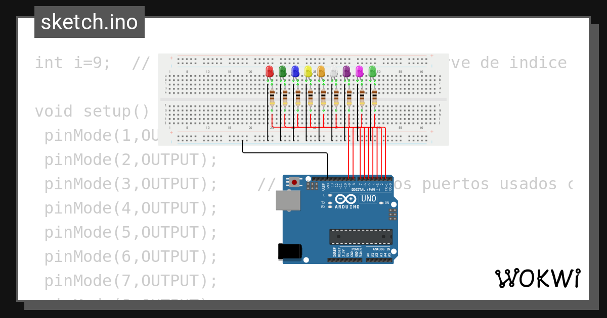 9 Leds Izquierda A Derecha Y Visceversa Wokwi Esp32 Stm32 Arduino 2554