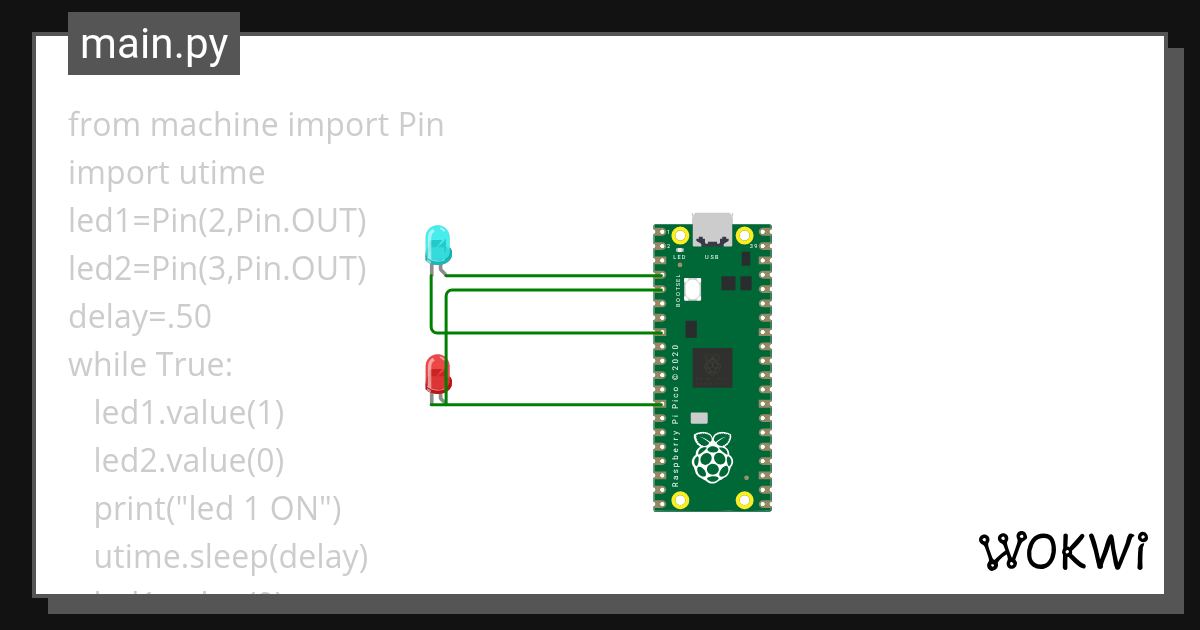 interfacing LED - Wokwi ESP32, STM32, Arduino Simulator