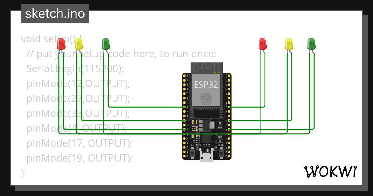 Traffic Light - Wokwi ESP32, STM32, Arduino Simulator