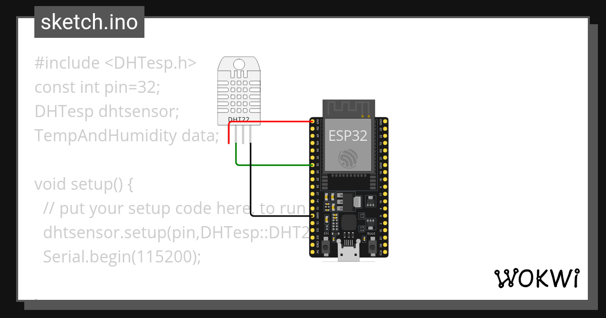 temp and humidity - Wokwi ESP32, STM32, Arduino Simulator