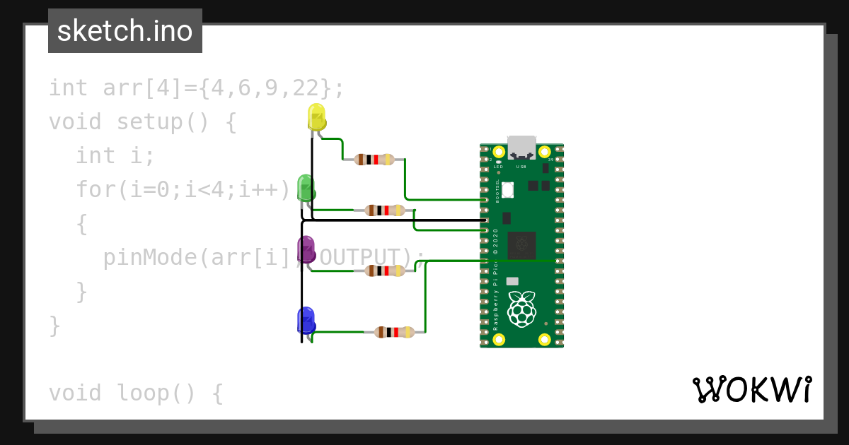 Blinkingalternateleds Forloop Wokwi Esp32 Stm32 Arduino Simulator