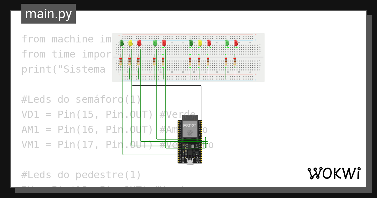 Semáforos Wokwi Esp32 Stm32 Arduino Simulator