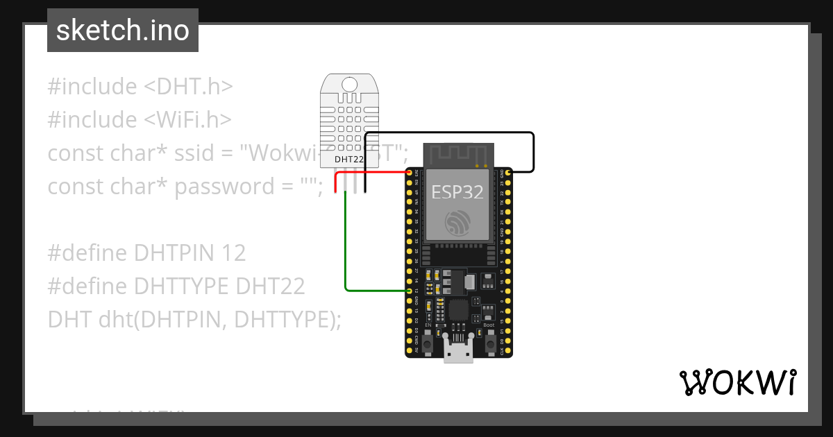 DHT22_THINKSPEAK - Wokwi ESP32, STM32, Arduino Simulator