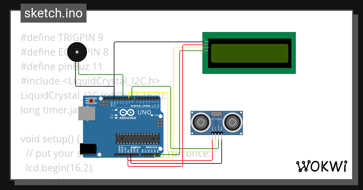 ALARM PARKIR MOBIL DZAKY - Wokwi ESP32, STM32, Arduino Simulator
