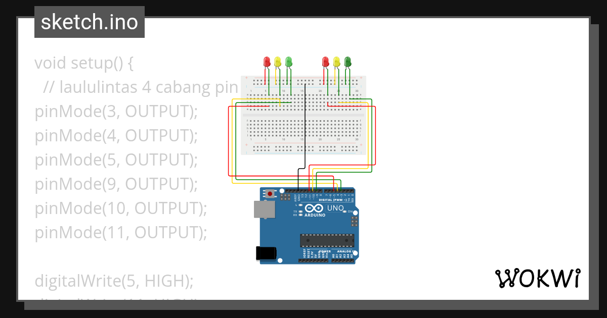 lalu lintas 2 jalur uh - Wokwi ESP32, STM32, Arduino Simulator