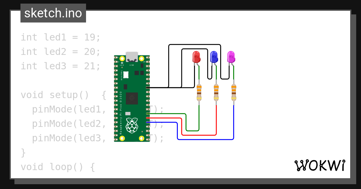 Leds Pi Pico 3 Wokwi Esp32 Stm32 Arduino Simulator 1839