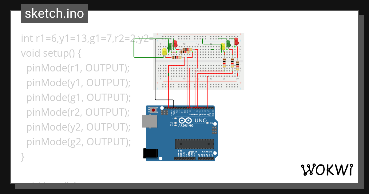 traffic signals two_way - Wokwi ESP32, STM32, Arduino Simulator