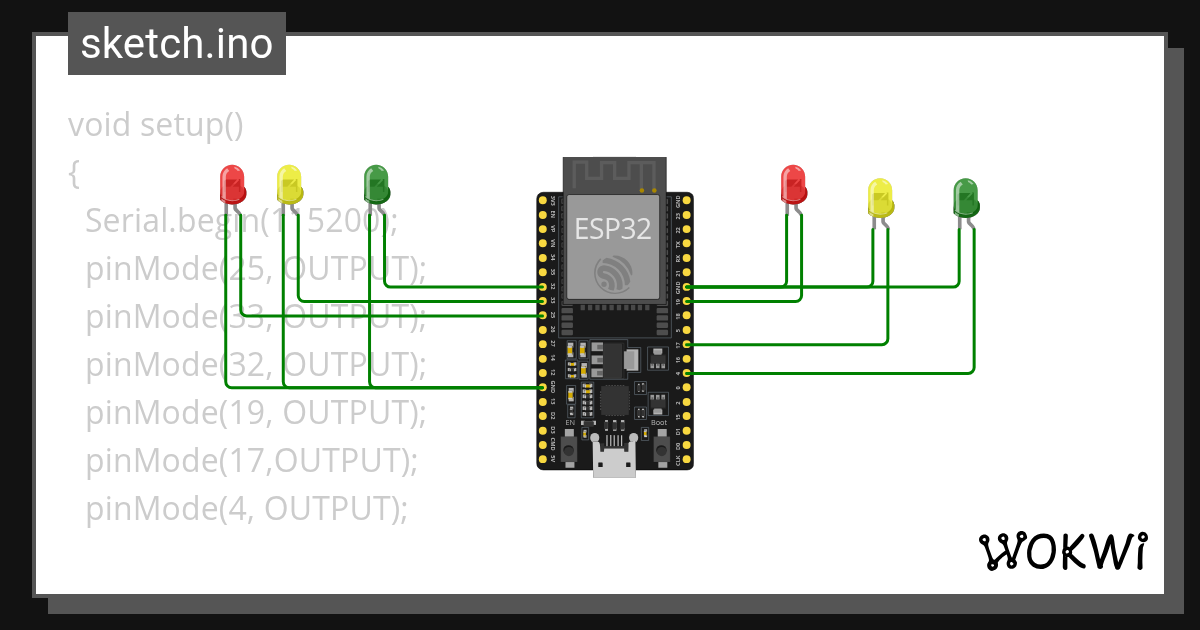 traffic light - Wokwi ESP32, STM32, Arduino Simulator