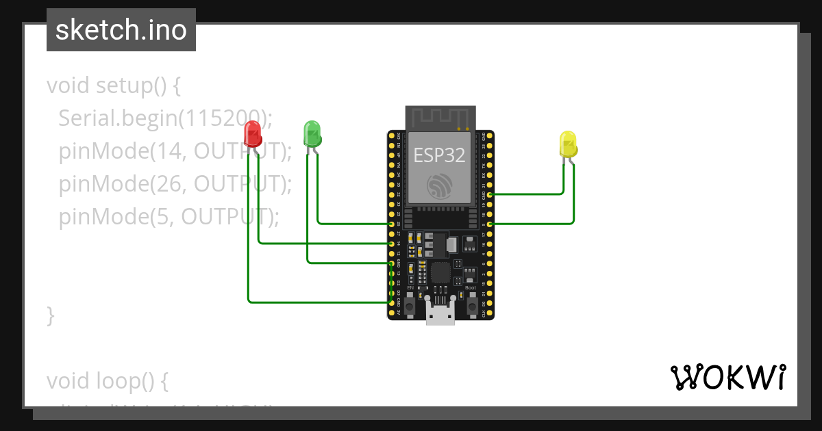 Three Light Wokwi Esp32 Stm32 Arduino Simulator 