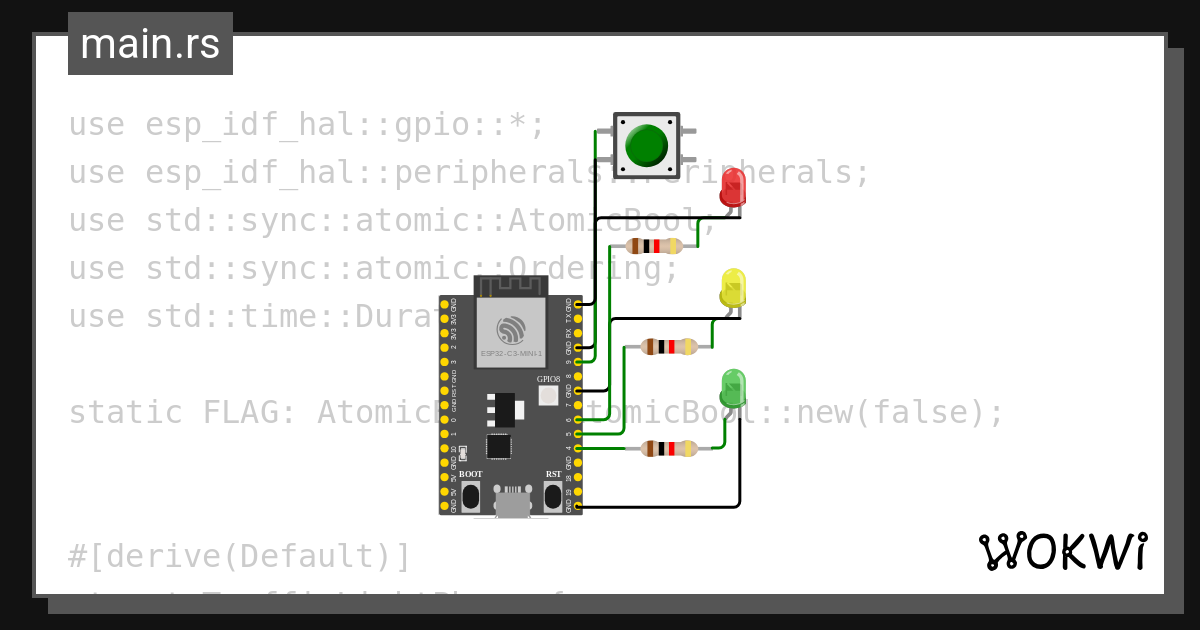Esp32c3 Rust Std Traffic Light Wokwi Esp32 Stm32 Arduino Simulator