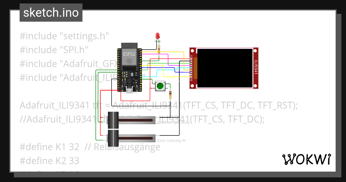 SpeicherSteuerung TFT2.8 - Wokwi ESP32, STM32, Arduino Simulator