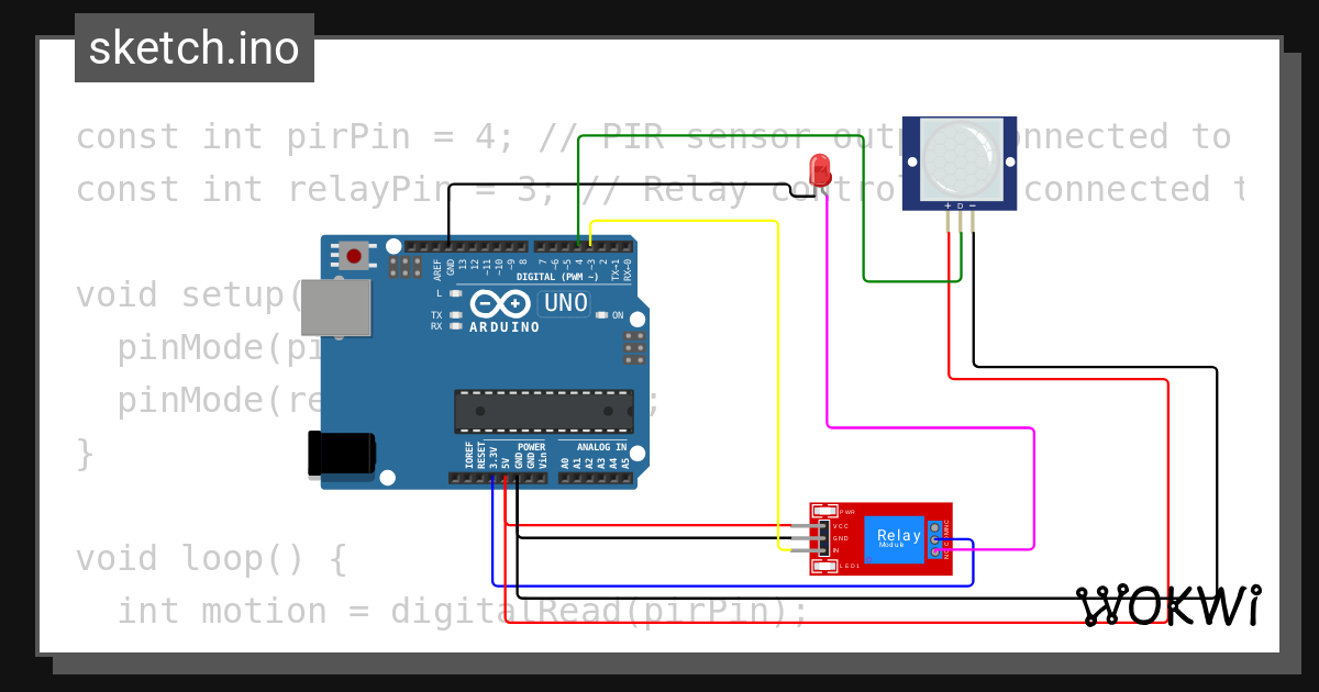 Ardino Ide With Relay Pir Sensor Copy 2 Wokwi Esp32 Stm32 Arduino Simulator