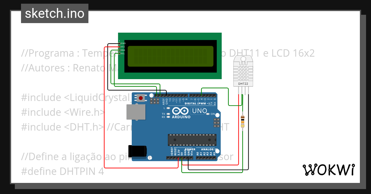 Arduino UNO, DHT22 e LCD I2C Copy - Wokwi ESP32, STM32, Arduino Simulator