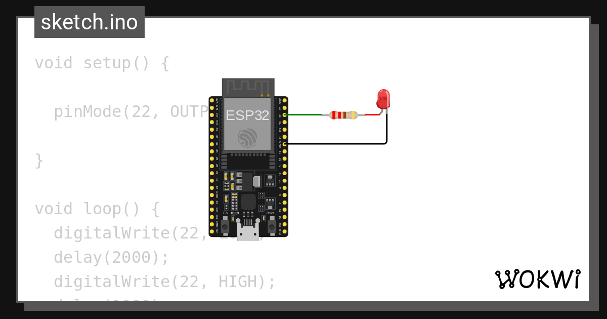 Projeto 1 Luz Pisca Wokwi Esp32 Stm32 Arduino Simulator 