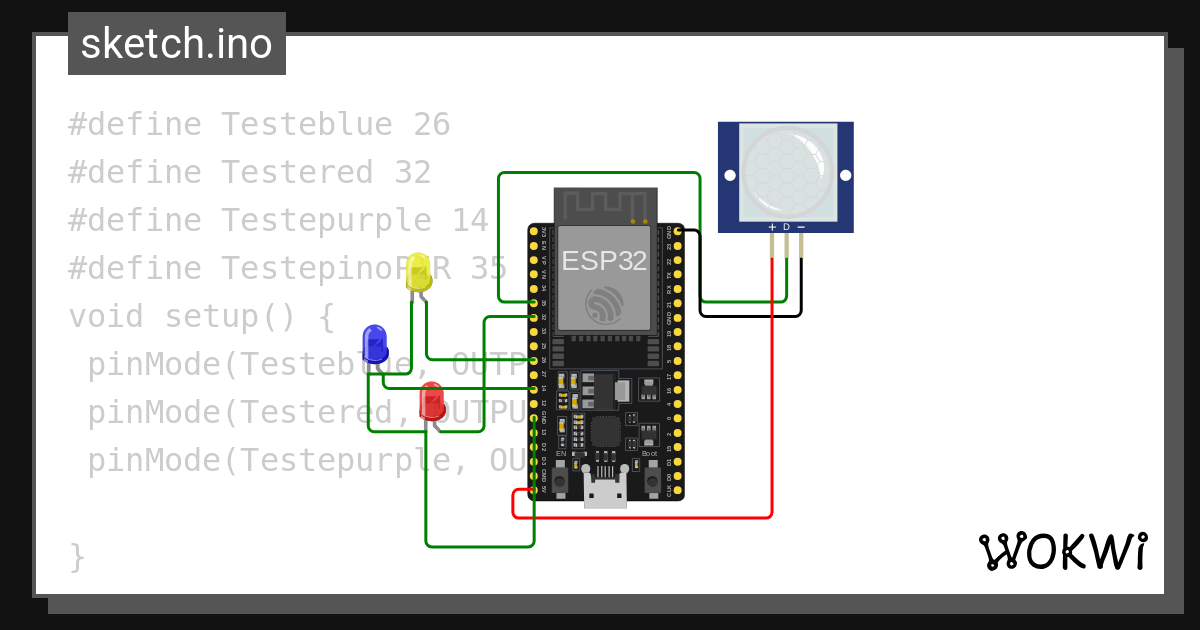 Teste Sensor Pir Wokwi Esp32 Stm32 Arduino Simulator 7345