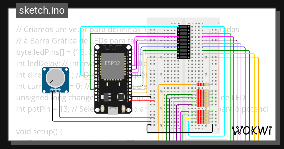 AULA 06_00 - Barra_de_LED_Grafica_Potenciometro.ino - Wokwi ESP32, STM32, Arduino Simulator
