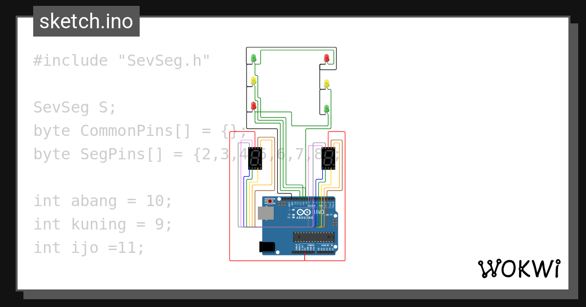 Traffic N Segmen 2 Lane Wokwi Esp32 Stm32 Arduino Simulator 1241