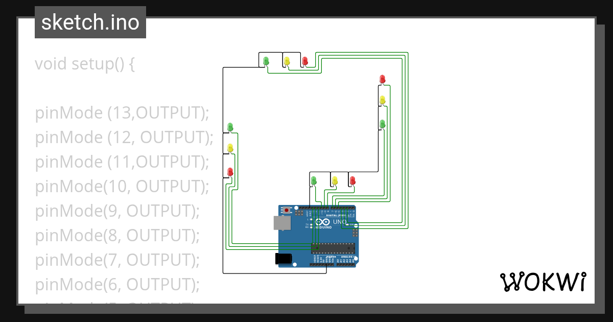 4 Lane Traffic Light - Wokwi ESP32, STM32, Arduino Simulator