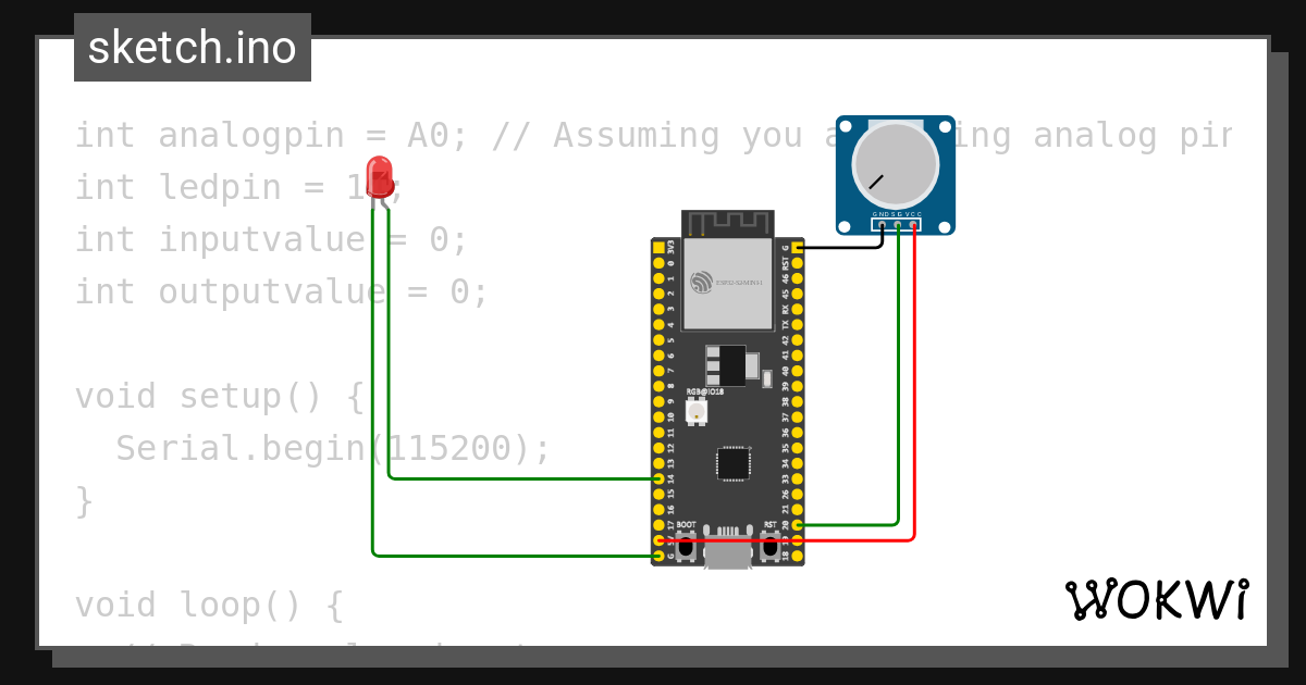Potentiometer Wokwi Esp32 Stm32 Arduino Simulator