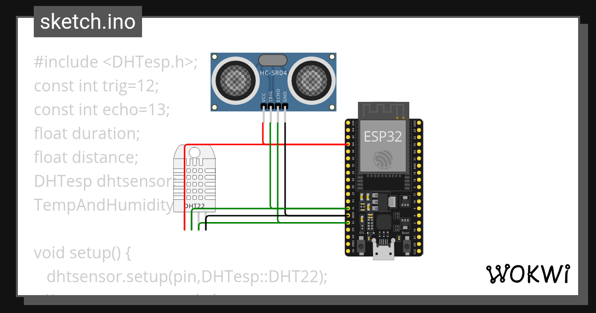 ULTRASONIC - Wokwi ESP32, STM32, Arduino Simulator