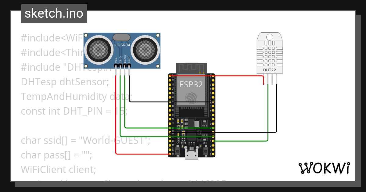 temp and humidity and also ultra - Wokwi ESP32, STM32, Arduino Simulator