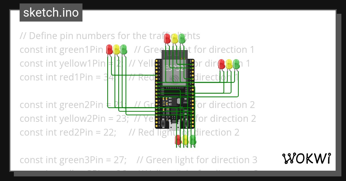 traffic light - Wokwi ESP32, STM32, Arduino Simulator