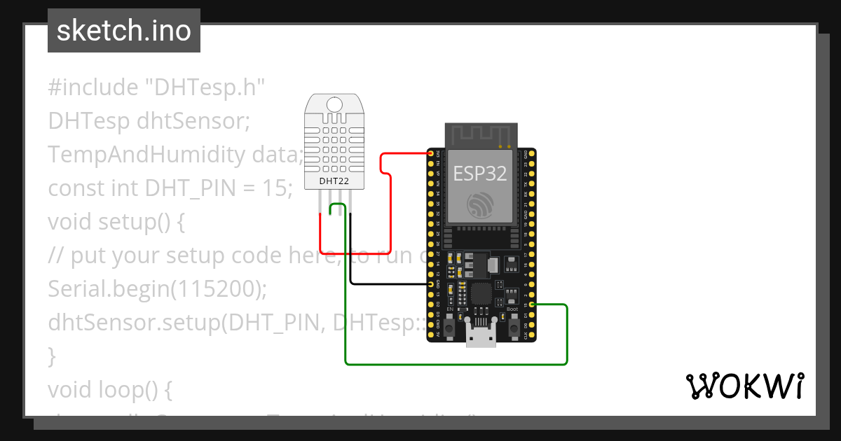 dht reading - Wokwi ESP32, STM32, Arduino Simulator