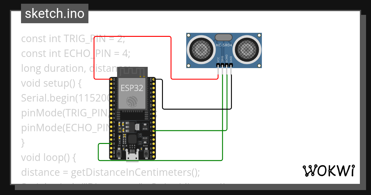 Ultrasonic Reading Wokwi Esp32 Stm32 Arduino Simulator 4533