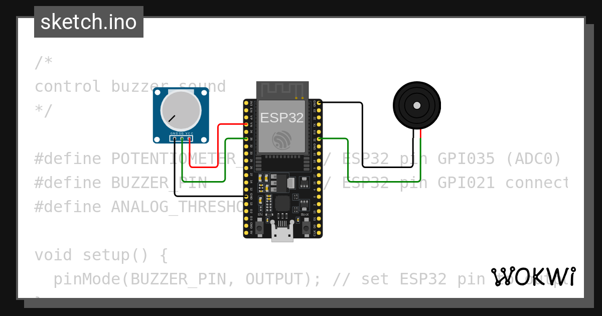 Potentiometer Buzzer Wokwi Esp32 Stm32 Arduino Simulator 8301
