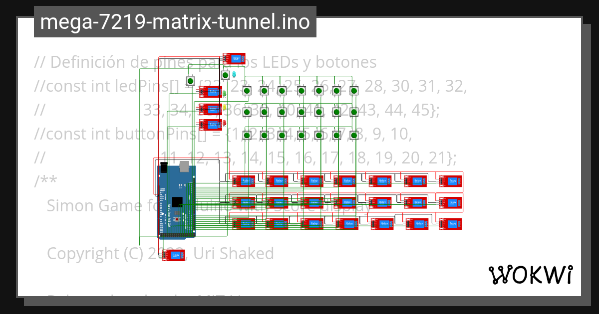 mega-7219-matrix-tunnel.ino Copy (6) - Wokwi ESP32, STM32, Arduino Simulator