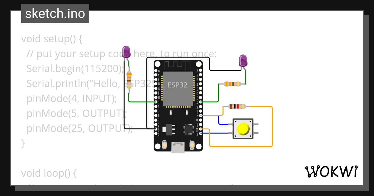 On 2 Lamp With Pb Wokwi Esp32 Stm32 Arduino Simulator