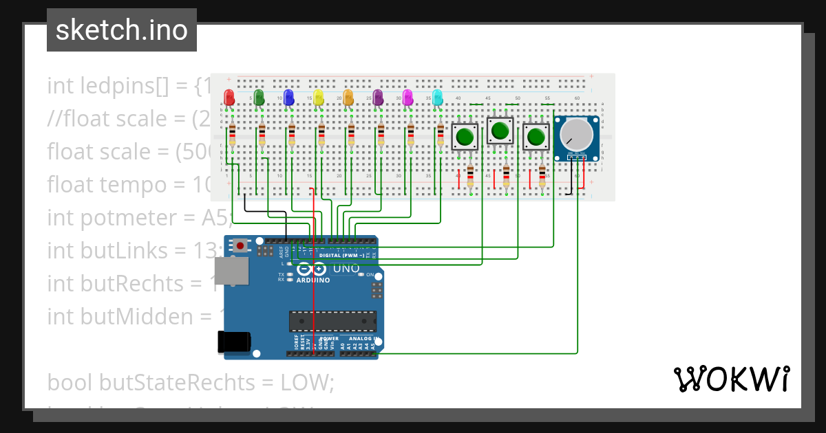 Opdracht 8: Interactieve LED Array COPY - Wokwi ESP32, STM32, Arduino Simulator