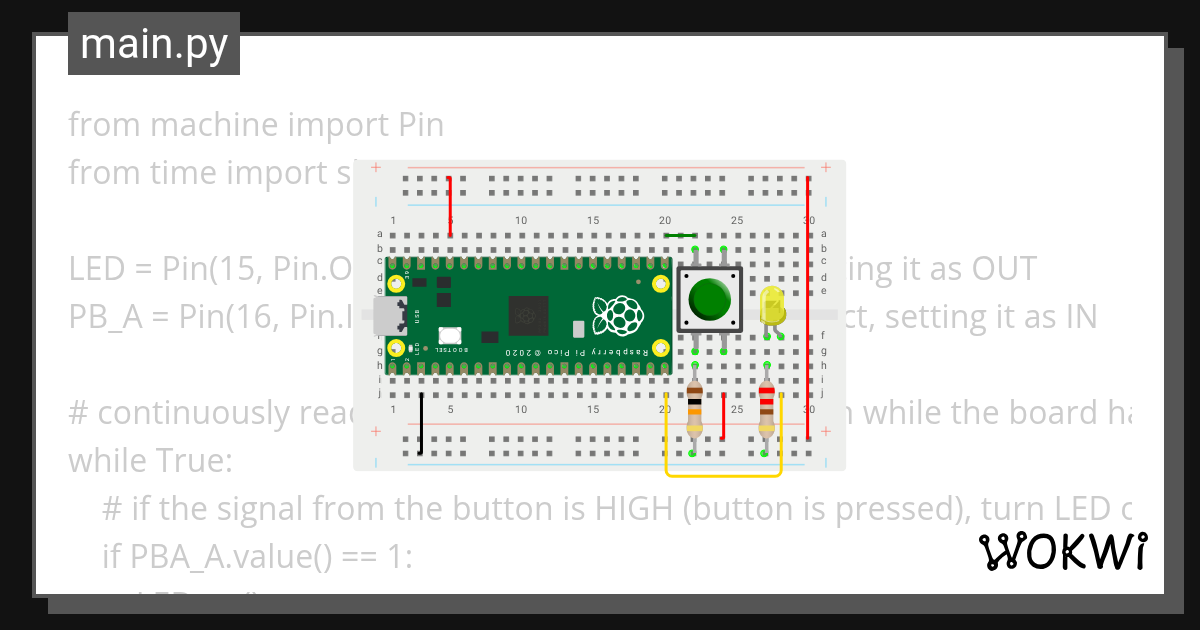 Raspberry Pi Pico Push Button and LED Copy - Wokwi ESP32, STM32 ...