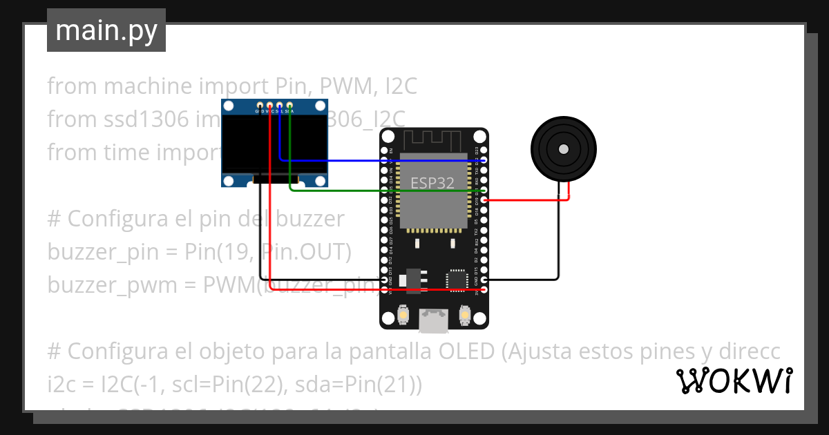 SSD y buzzer - Wokwi ESP32, STM32, Arduino Simulator