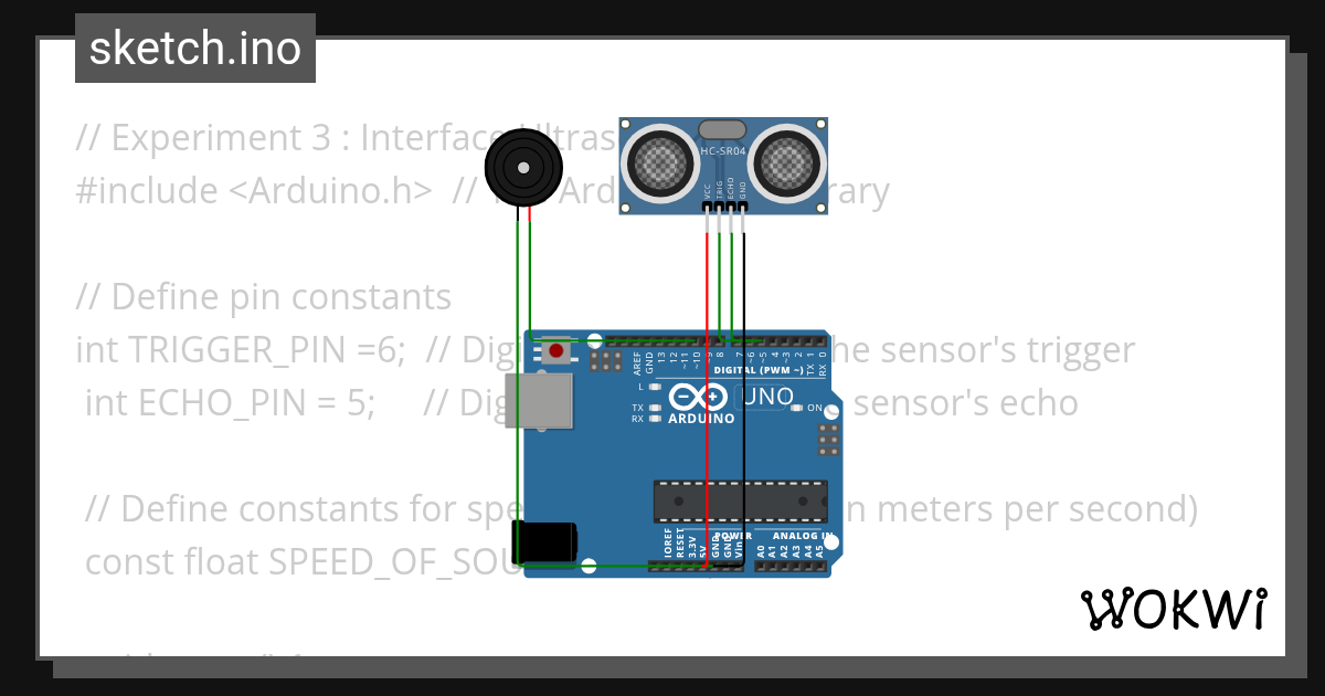 Ultrasonic sensor - Wokwi ESP32, STM32, Arduino Simulator