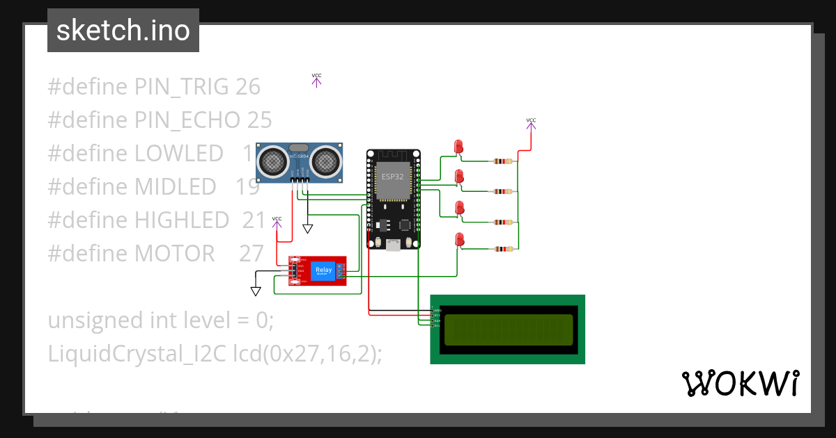 Water level Controller Using Ultrasonic Sensor with ESP32 connected to ...
