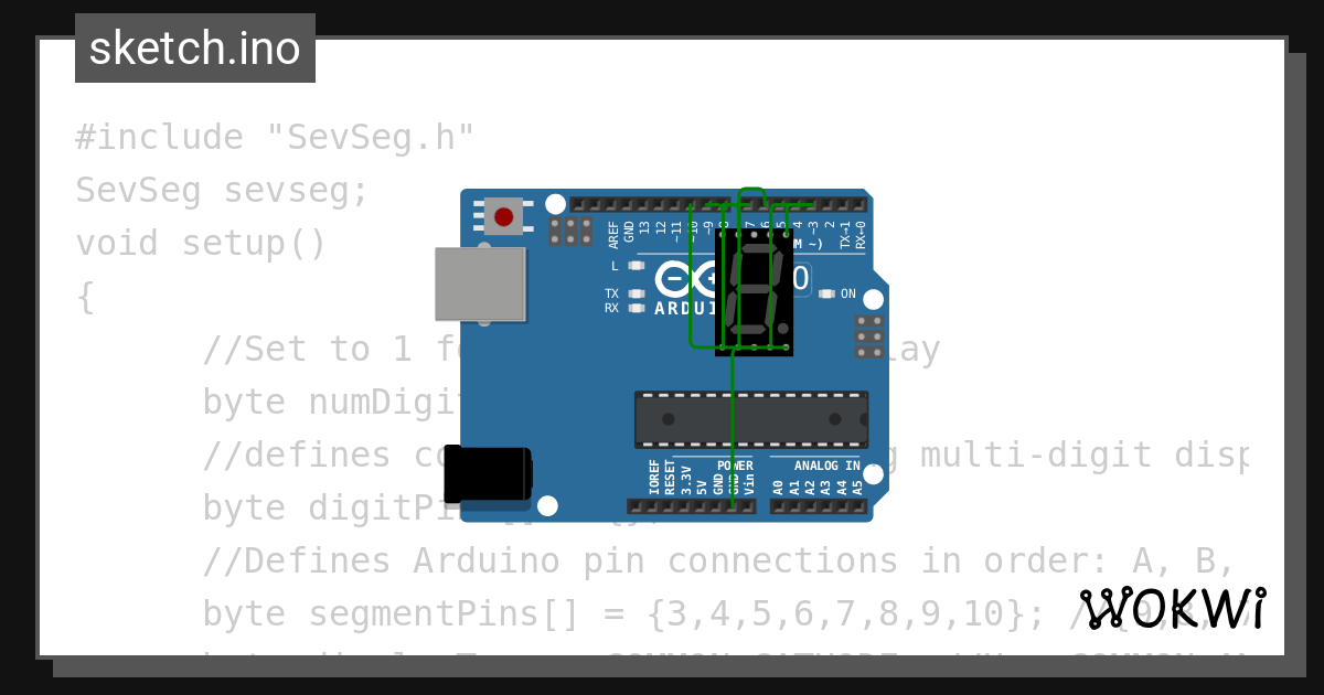Seven Seg Wokwi Esp32 Stm32 Arduino Simulator 8075