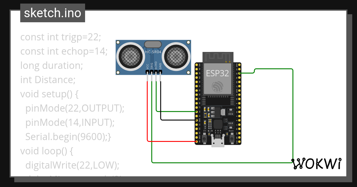 Ultrasonic Interfacing Wokwi Esp32 Stm32 Arduino Simulator