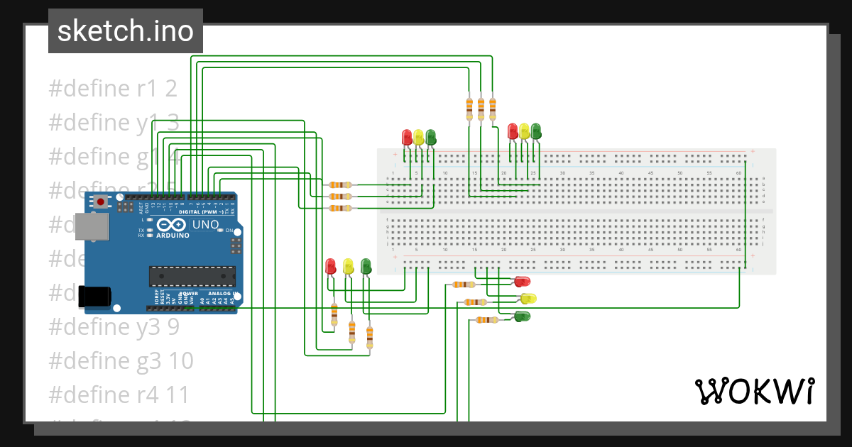 Latihan traffic light - Wokwi ESP32, STM32, Arduino Simulator