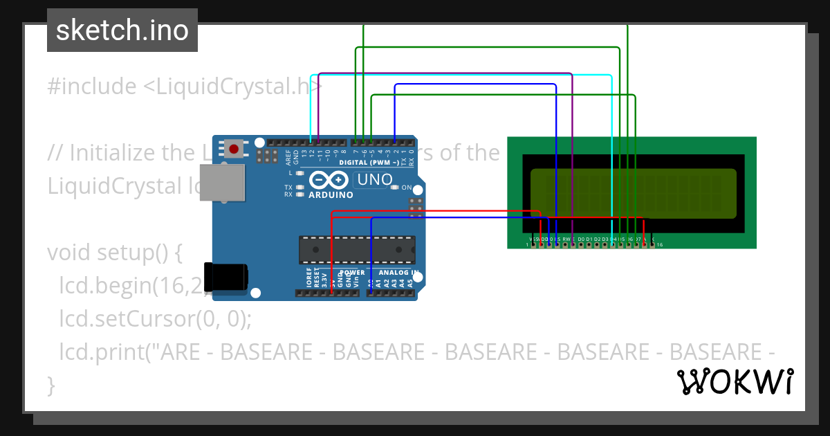 Arduino Uno 16 X 2 Lcd Display Bergerak Wokwi Esp32 Stm32 Arduino 