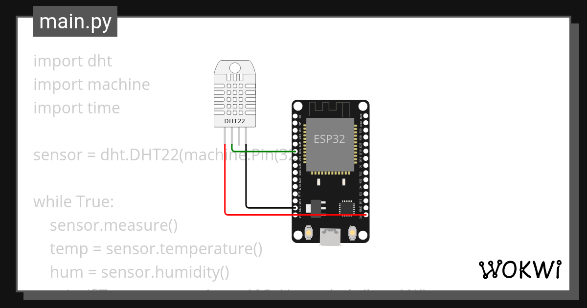 esp32-micropython-ssd1306 y DHT22 - Wokwi ESP32, STM32, Arduino Simulator