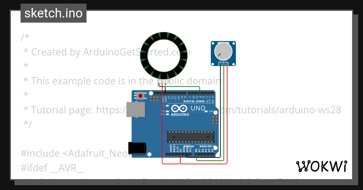 Neopixel Pot Color Change - Wokwi ESP32, STM32, Arduino Simulator