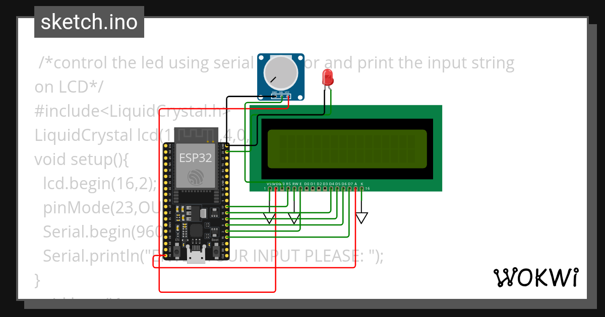 led control by serial monitor Copy - Wokwi ESP32, STM32, Arduino Simulator
