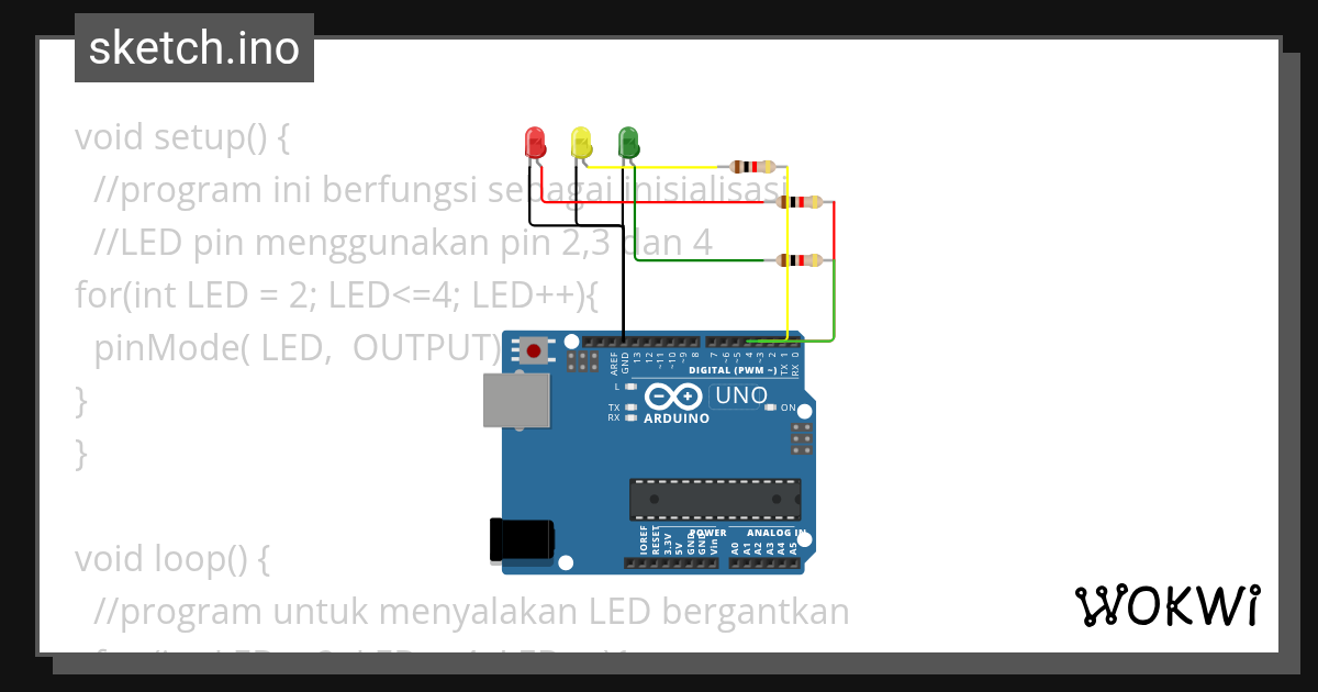 LED Menyala Bergantian - Wokwi ESP32, STM32, Arduino Simulator