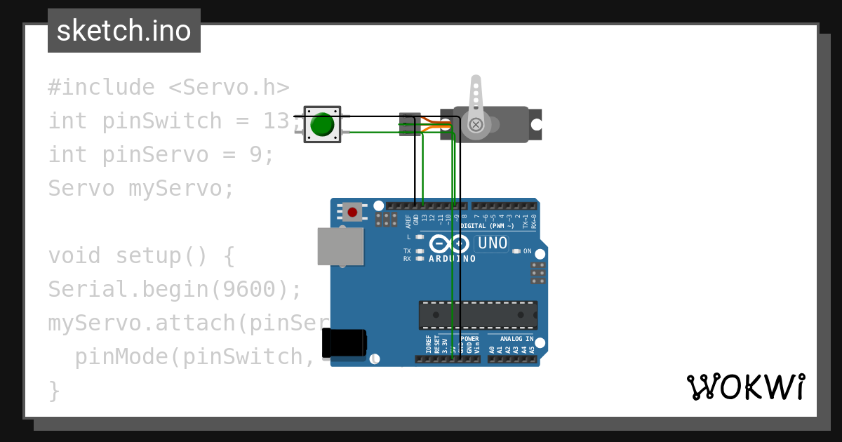 Dasar Motor Servo With Button Wokwi Esp32 Stm32 Arduino Simulator 2962