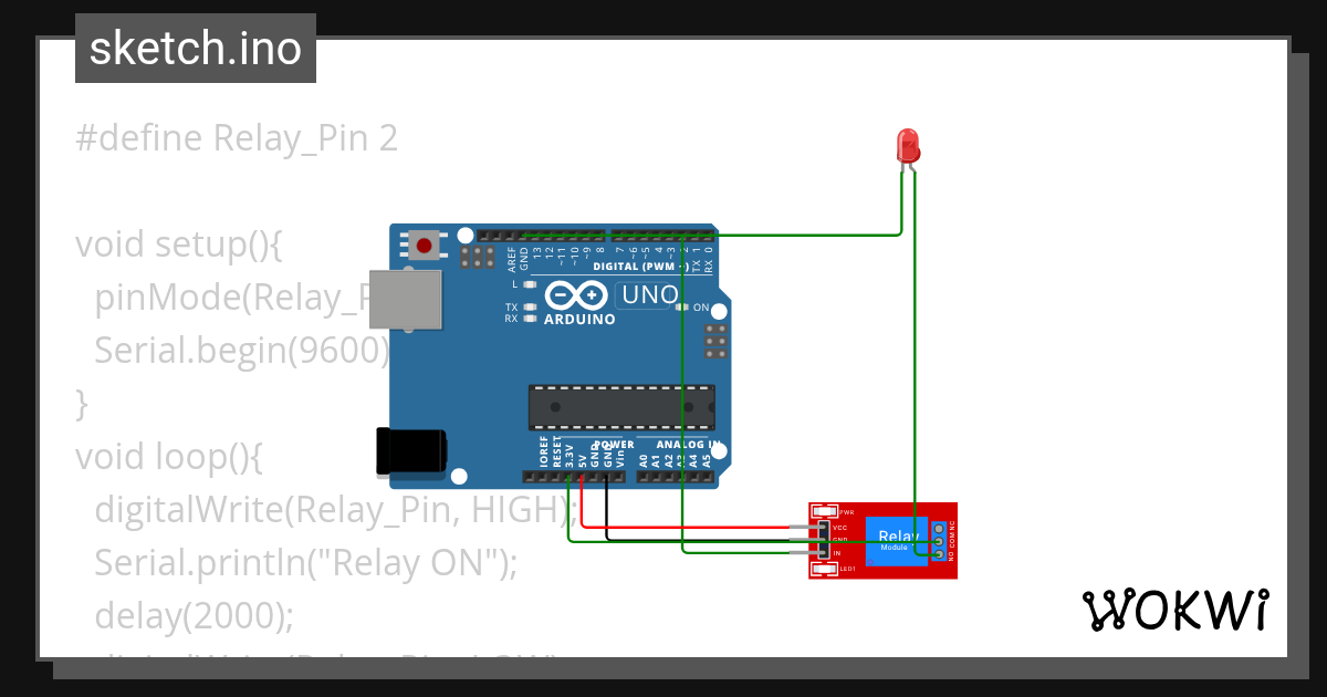 control LED using relay modole - Wokwi ESP32, STM32, Arduino Simulator control LED using relay modole - Wokwi ESP32, STM32, Arduino Simulator