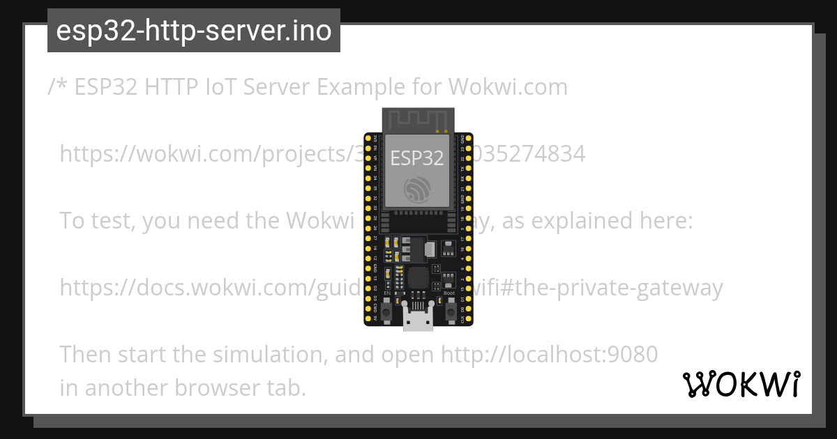 ESP32 HTTP Server 驱动板上自带LED - Wokwi ESP32, STM32, Arduino Simulator